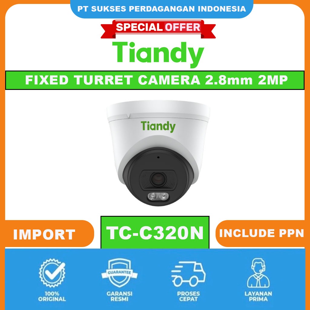 Jual CCTV Tiandy TC-C320N 2.8mm 2MP Fixed Turret Camera | Shopee Indonesia