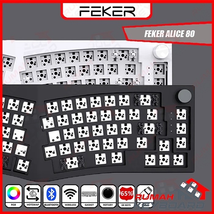 Jual FEKER - Gasket - Feker Alice 80 - 65% - 3 Mode - RGB - Mechanical Keyboard | Shopee Indonesia
