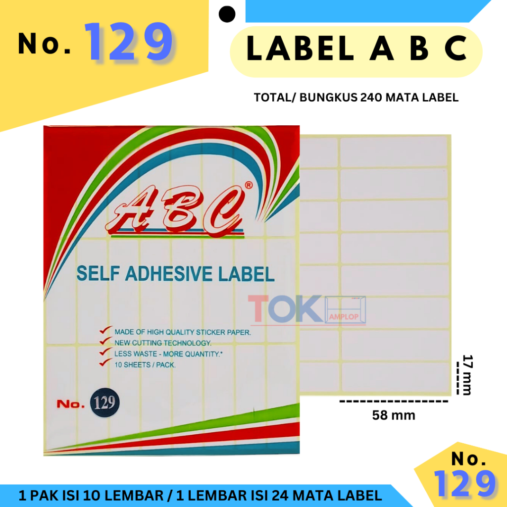 Jual Label Undangan / Sticker Label 129 ABC ( Self Adhesive ) | Shopee ...