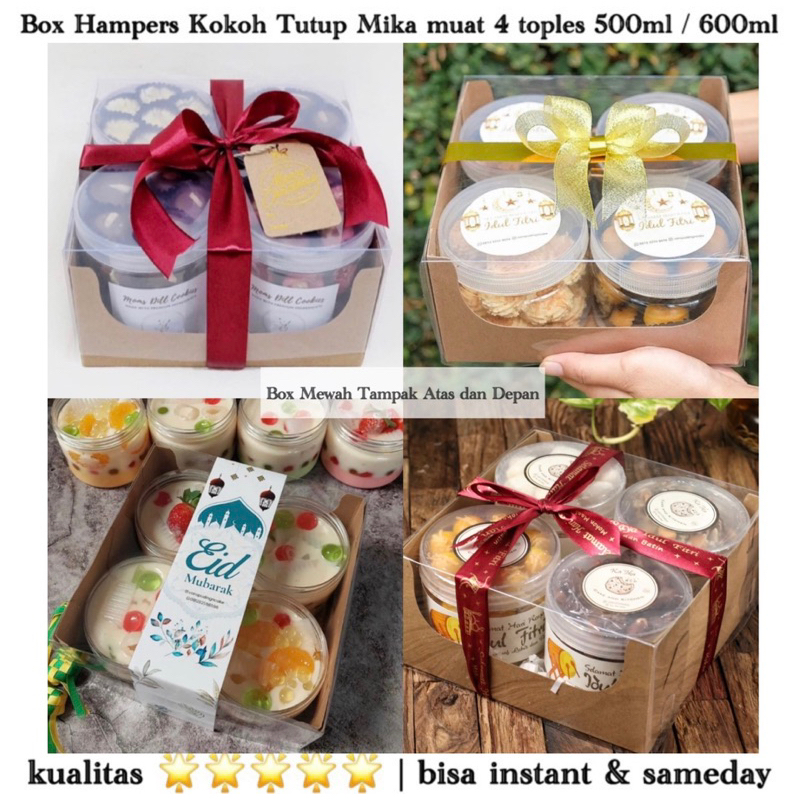 Jual Kotak Hampers Tutup Mika muat 4 toples tabung 500ml / 600ml Kotak ...