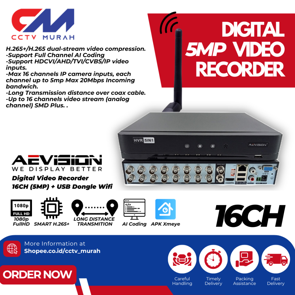 Jual Decorder DVR16CH XMEYE, UP To 5mp Support Audio | Shopee Indonesia