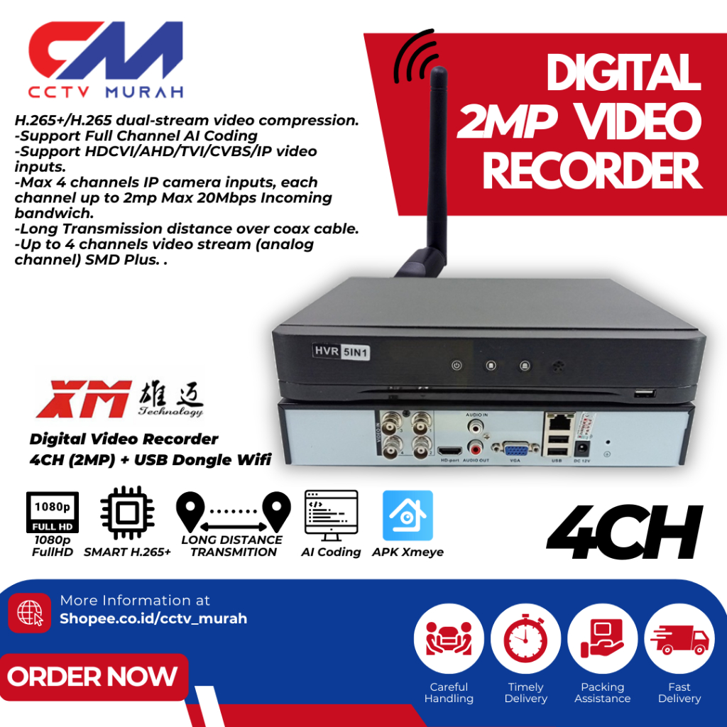 Jual Decorder DVR 2MP 4 Channel Xmeye Resolusi 1080p Full HD/DVR CCTV 4 ...