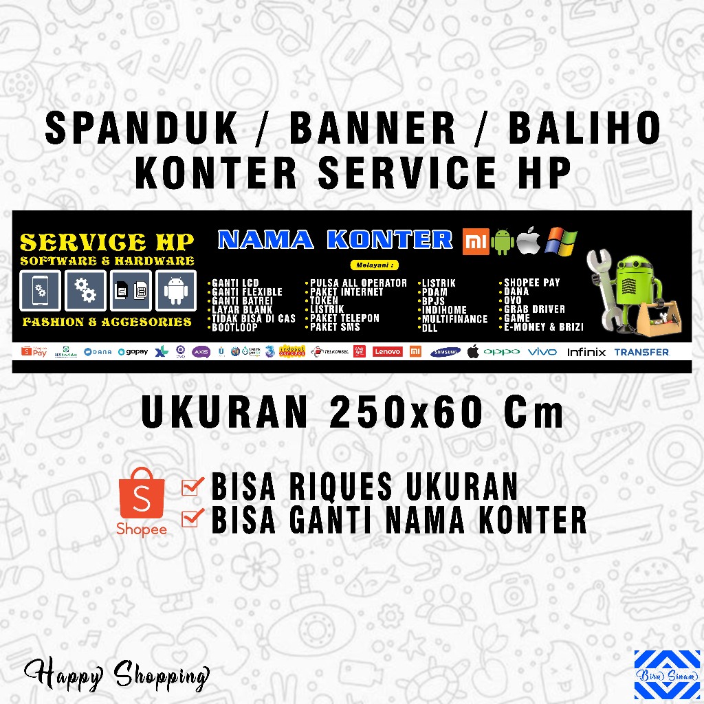 Jual Banner Spanduk KONTER SERVICE HP UKURAN 250X60 CM Murahhhh ...
