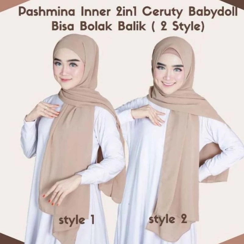 Jual HIJAB PASHMINA INNER INSTAN 2 IN 1 CERUTY PREMIUM Muslim Wanita ...