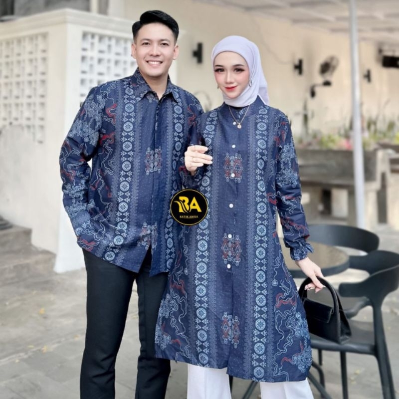 Jual Batik Tunik Couple Modern Set Pakaian Couple Kemeja Batik Pria ...