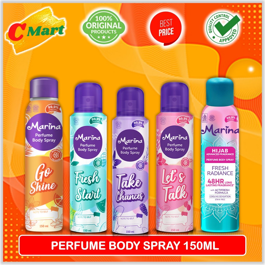 Jual Marina Perfume Body Spray 150ml - Wewangian - Parfum Wanita Spray ...
