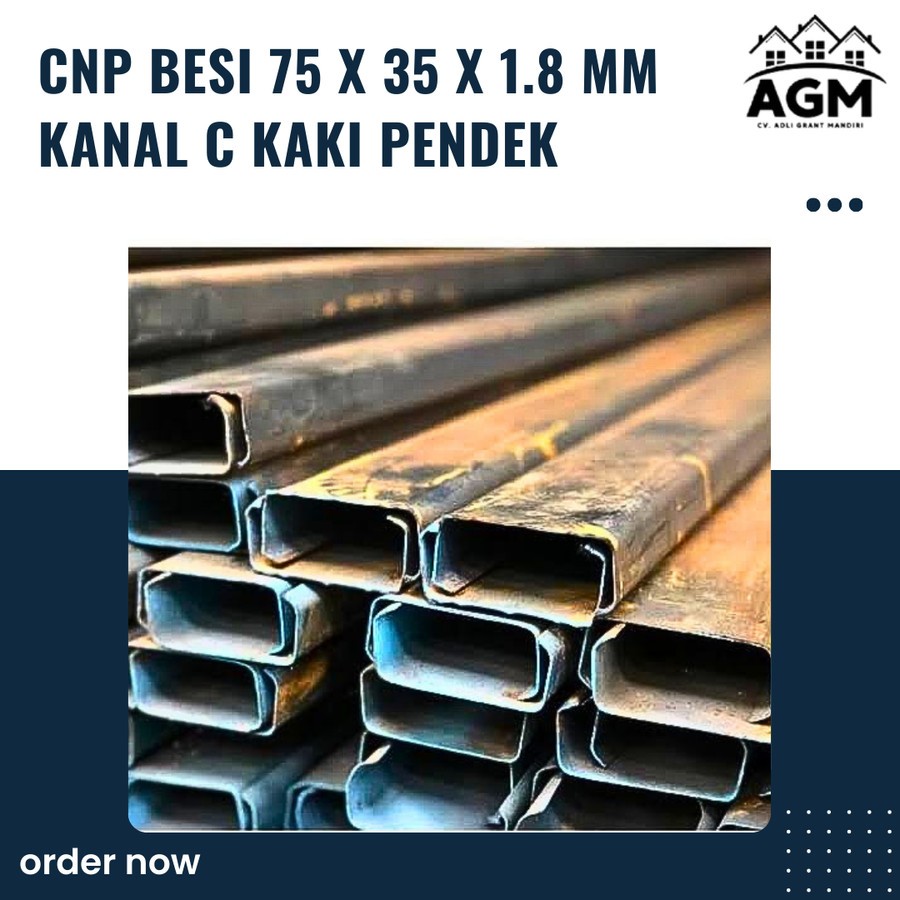 Jual cnp besi 75 x 35 x 1.8 mm kanal C kaki pendek | Shopee Indonesia