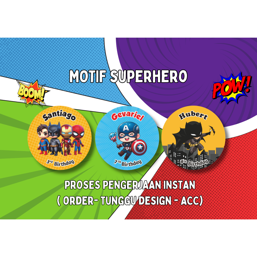Jual Stiker Label Bulat Ulang Tahun Anak Motif Superhero | Shopee Indonesia