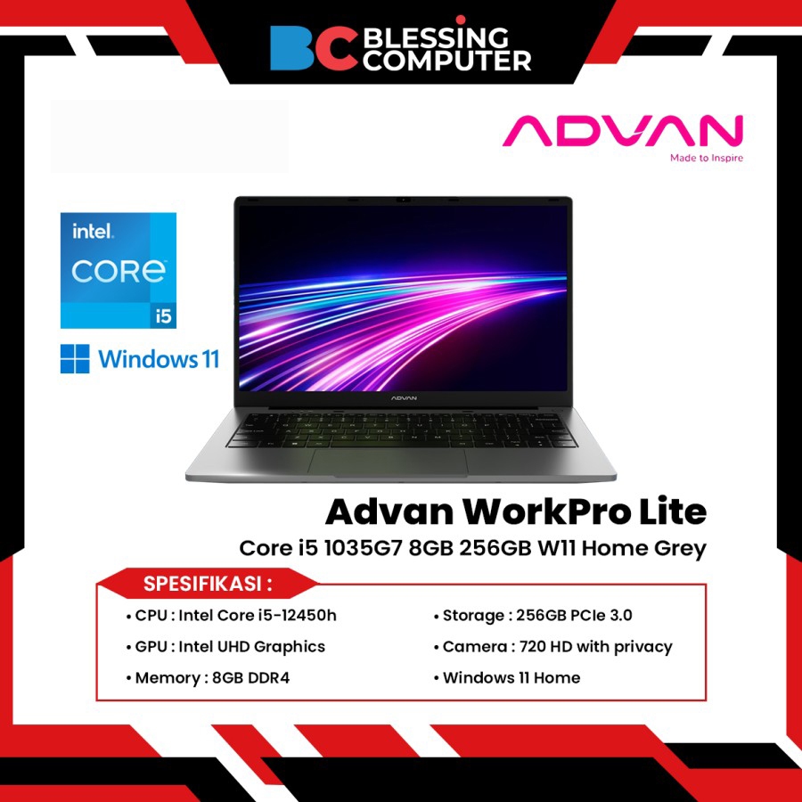 Jual Advan WorkPro Lite Core i5 1035G7 8GB 256GB W11 Home Grey | Shopee ...