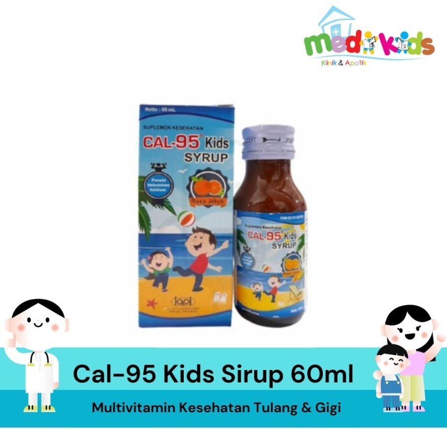 Jual Cal-95 Kids Sirup Syrup 60ml Vitamin Anak Cal 95 Kalsium Rasa ...