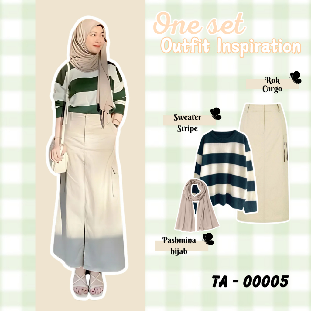 Jual TA 00005 | ONE SET SET SETELAN HIJAB WANITA KOREAN STYLE CEWEK REMAJA DEWASA BAJU ATASAN ...