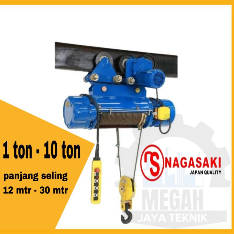 Jual ELECTRIC WIRE ROPE HOIST 1 TON 12 MTR 380V/3 PHASE NAGASAKI JAPAN ...