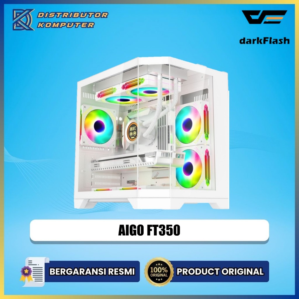 Jual AIGO DARKFLASH PC CASING FT350 | PC CASE GAMING MATX - WHITE ...