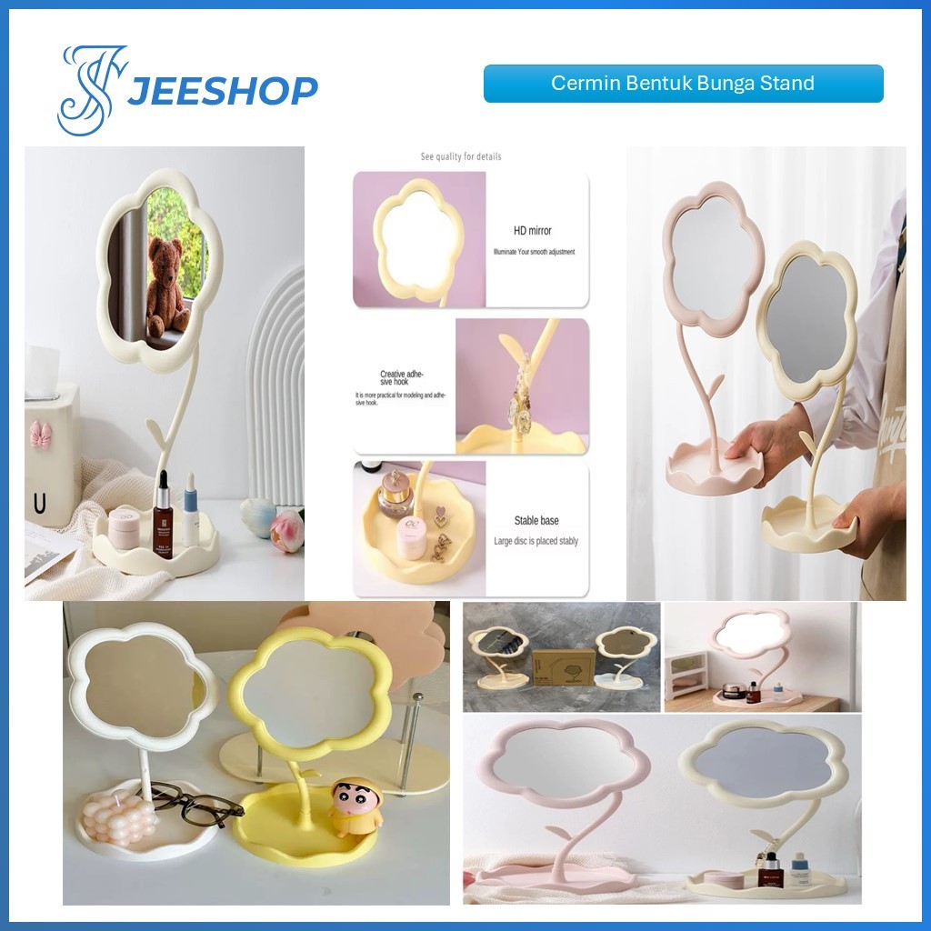 Jual Cermin Bunga Stand Aesthetic Stand Mirror Flower Rotating Kaca ...