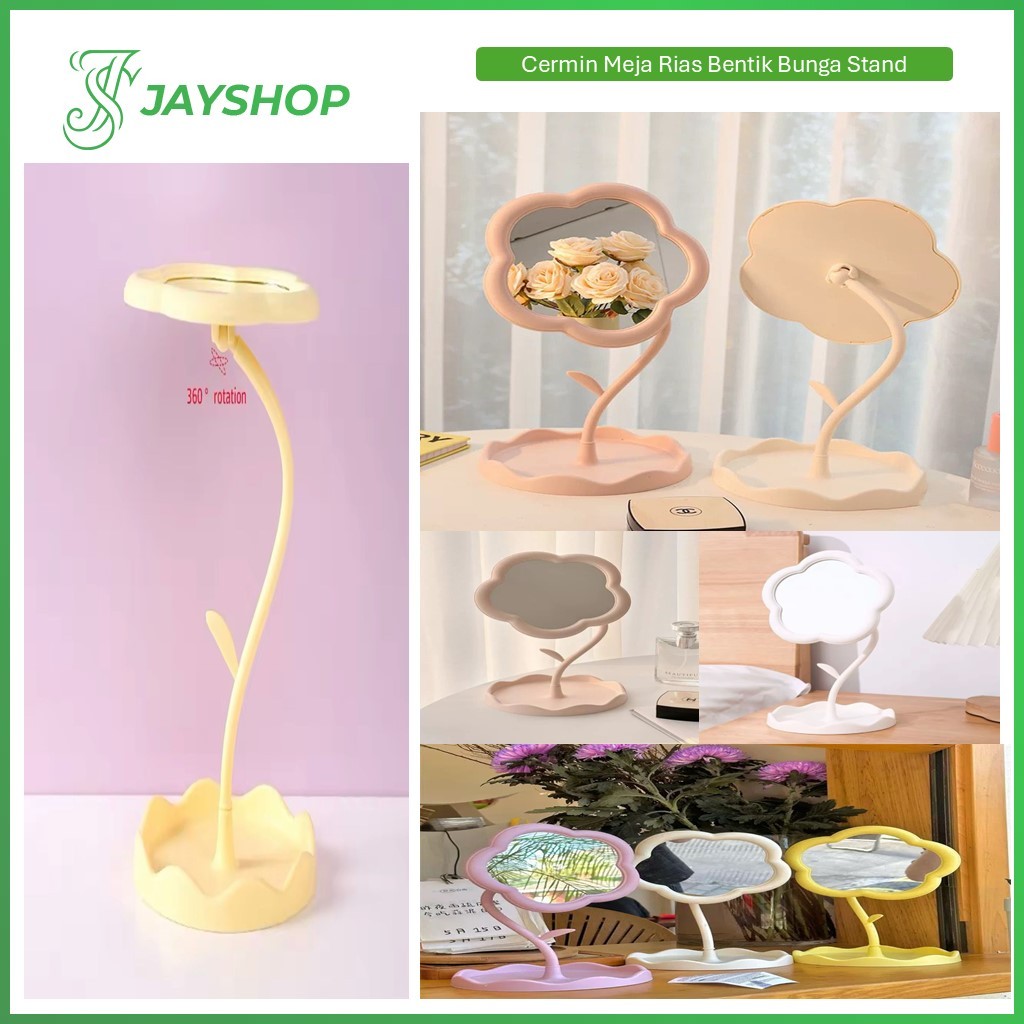 Jual Cermin Bunga Stand Aesthetic Stand Mirror Flower Rotating Kaca ...