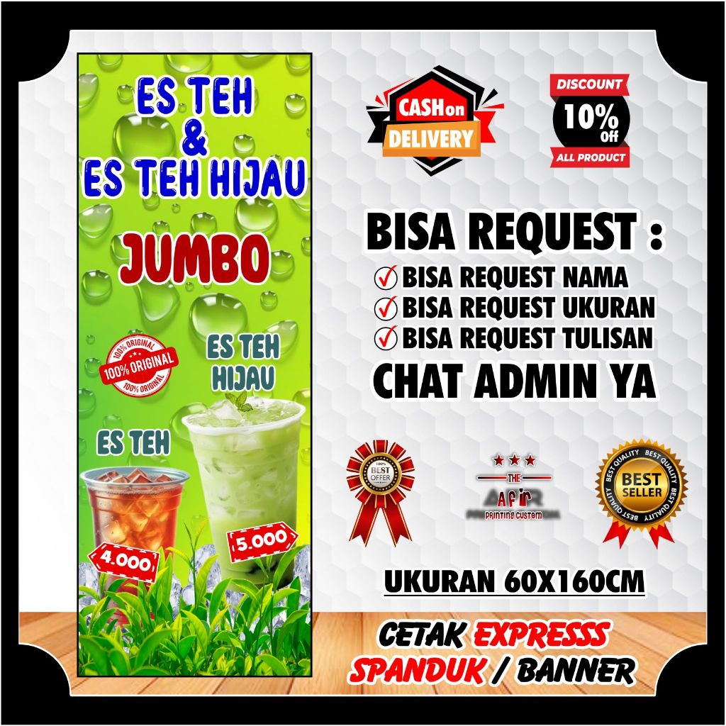 Jual SPANDUK/BANNER/BACKDROP MINUMAN ES TEH & ES TEH HIJAU UKURAN ...