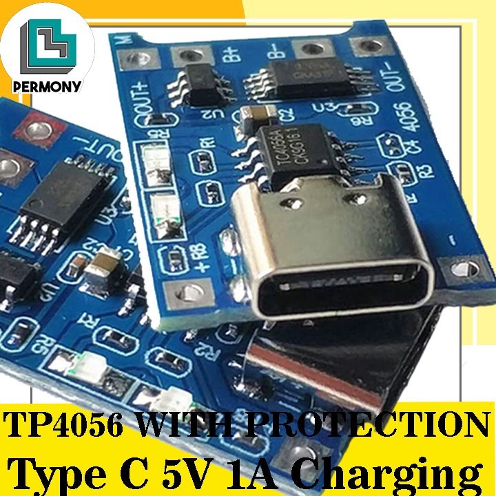 Jual 5V 1A 18650 TP4056 Lithium Battery Charger PROTECTION TYPE-C USB ...