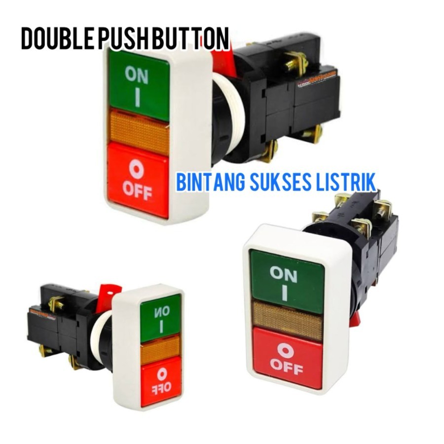 Jual ORIGINAL Double Push Button with lampu 220vac PB30N / dobel pus ...