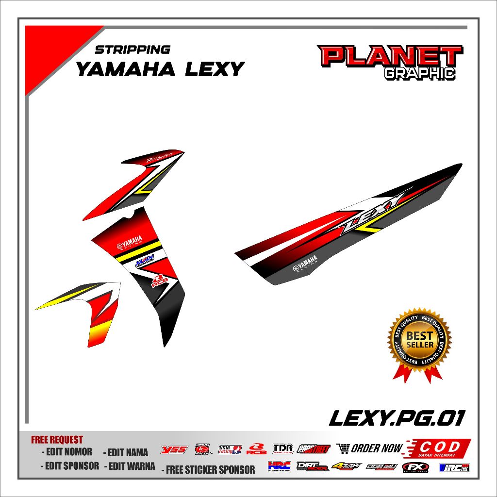 Jual Decal Sticker Striping Variasi Motor Yamaha LEXI Motif Racing ...