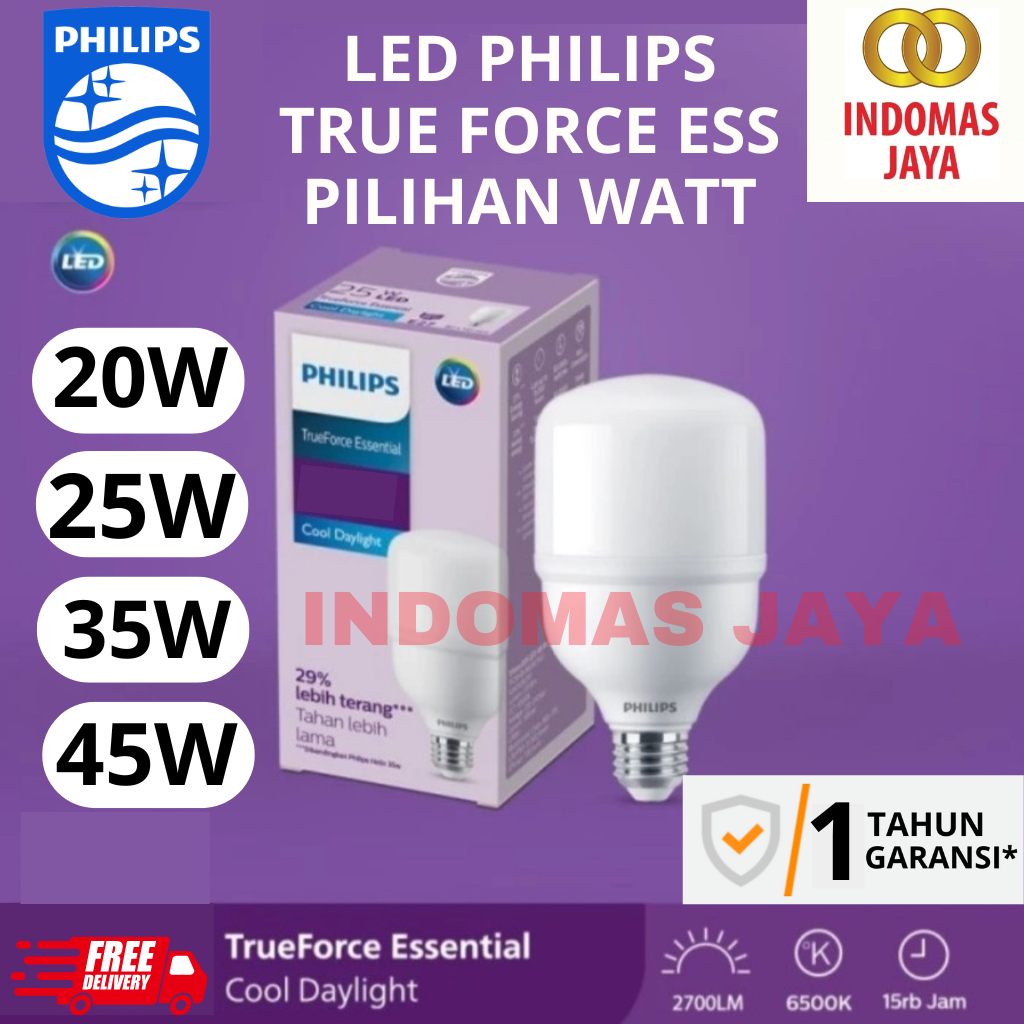 Jual Lampu Philips TForce Essential 20w 25w 35w 45w - Led Philips True Force Essential | Shopee ...