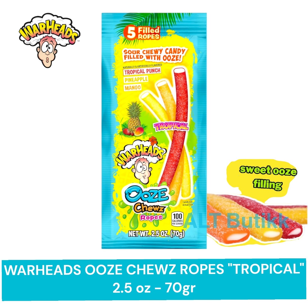 Jual WARHEADS OOZE CHEWZ ROPES TROPICAL 2,5 oz | SOUR CHEWY CANDY 70 GR ...
