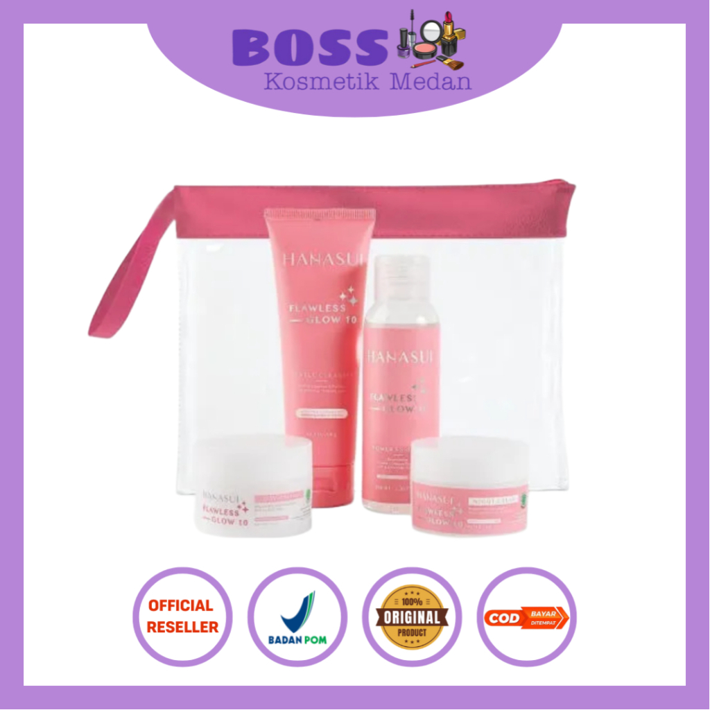 Jual Paket Lengkap HANASUI Flawless Glow Isi 4 (PINK)- Series with ...