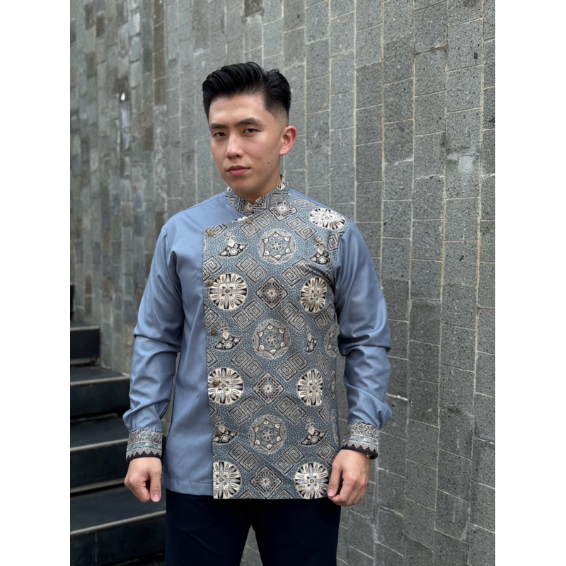 Jual Batik Koko Djani, Batik Kombinasi Koko Pria Premium, Kerah Koko ...