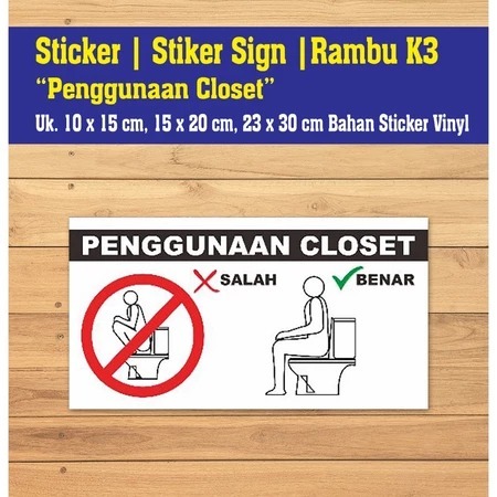Jual Sticker Stiker Vinyl Sign Rambu Cara Penggunaan Closet 23 x 30 CM ...