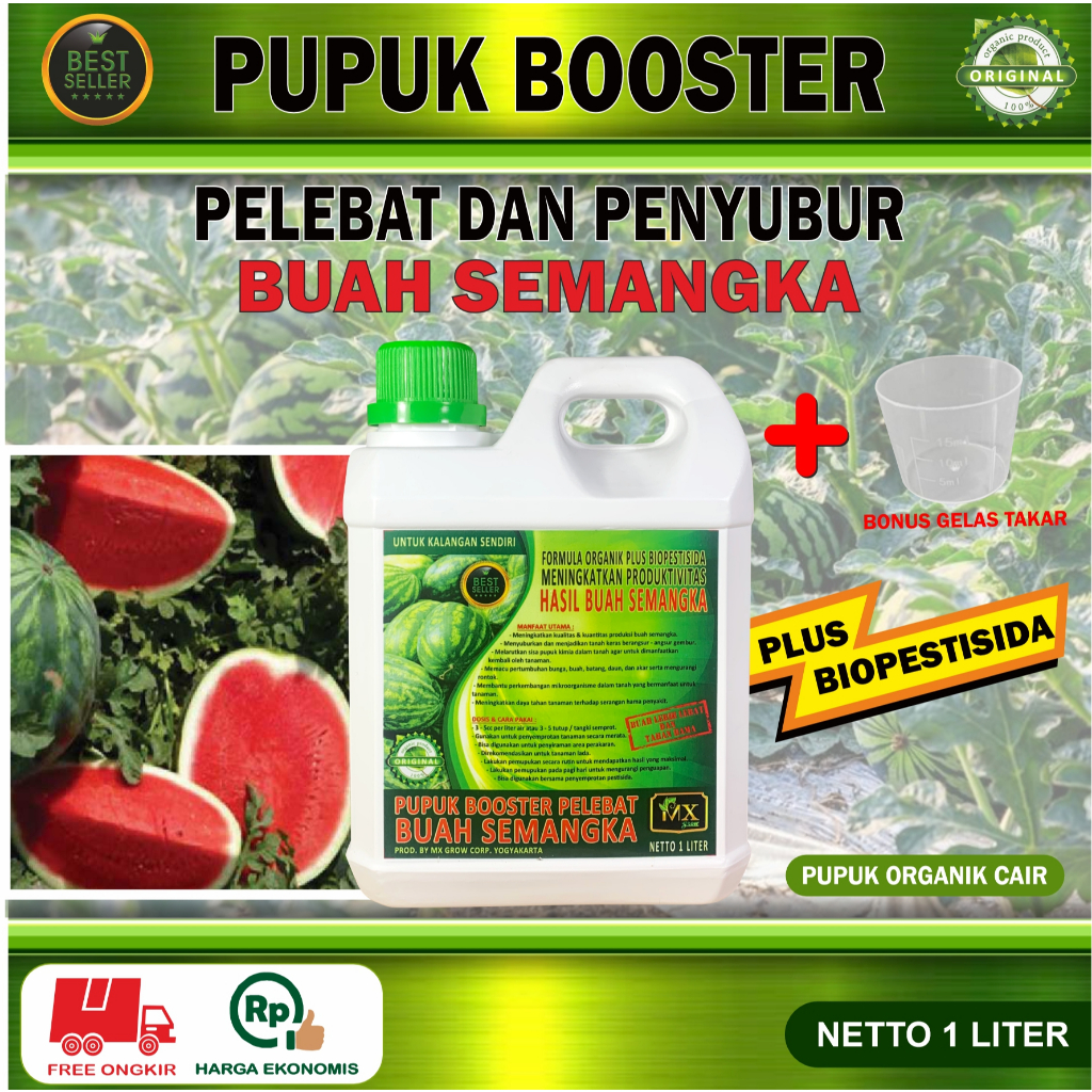 Jual Pupuk Organik Cair Pelebat Penyubur BUAH SEMANGKA 1 Liter / Booster BUAH SEMANGKA / Pupuk ...