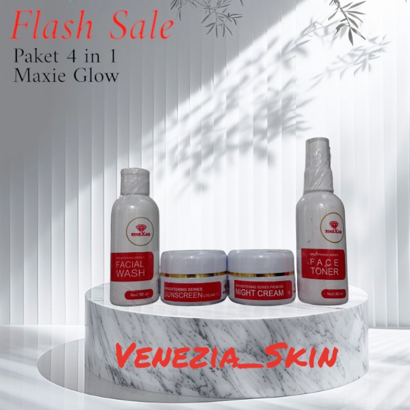 Jual 4 in 1 Maxie Skincare Terbaru Sunscreen Dan Cream Toner Facewash ...