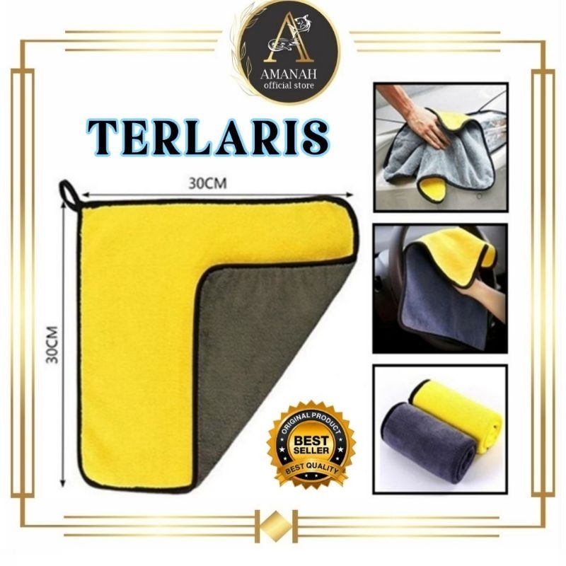 Jual Kain Lap Mobil Microfiber 30 x 30 Warna Kuning Abu Car Wipe Cloth ...