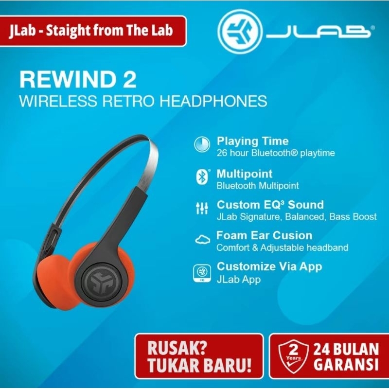 Jual headphone jlab rewind 2 wireless retro headphone | Shopee Indonesia