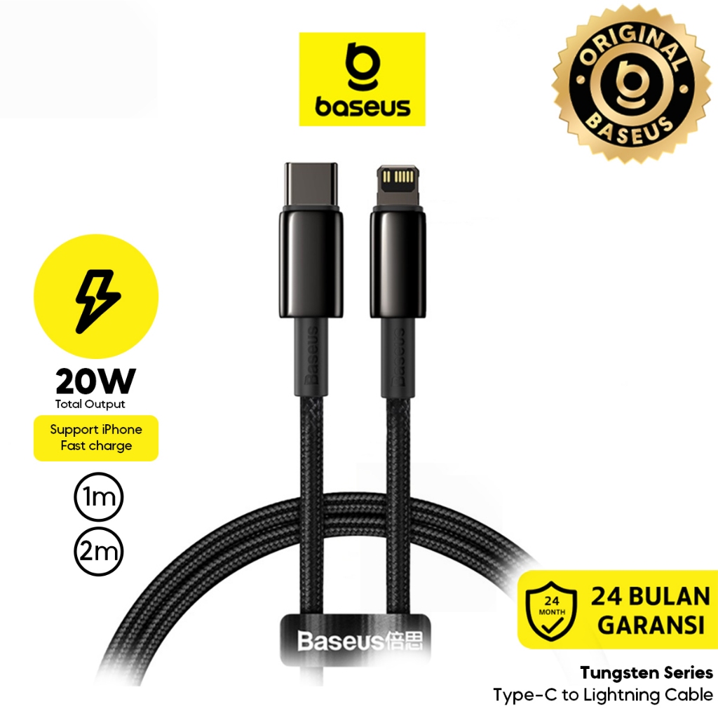 Jual Baseus Tungsten Gold Fast Charging Data Cable Type-C to Lighting ...