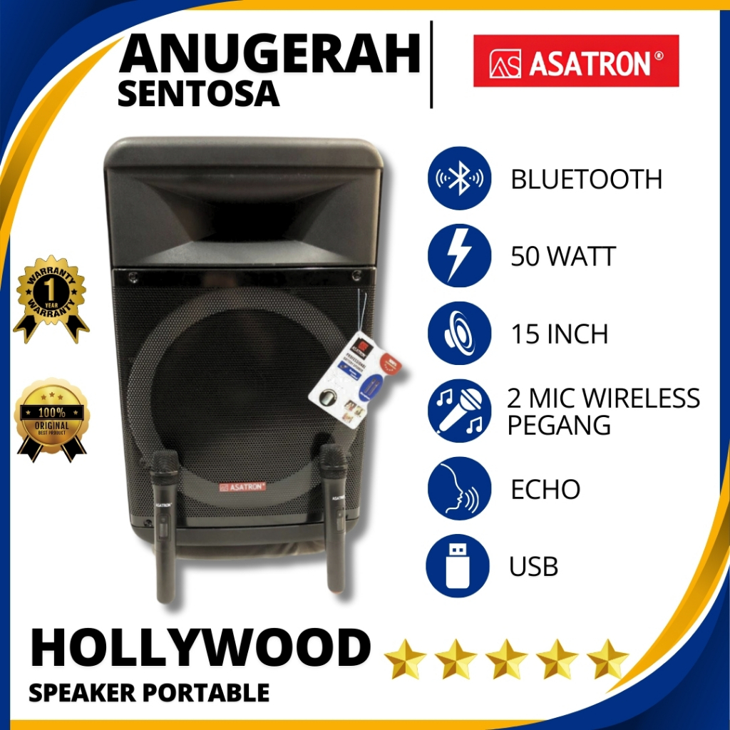 Jual Speaker Aktif Portable Wireless Bluetooth Asatron Hollywood 15 ...