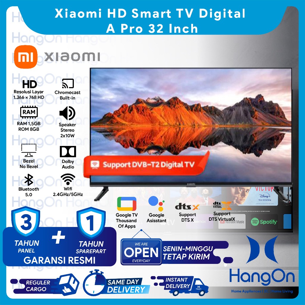 Jual Xiaomi TV A Pro Series 32'' 32 Inch Smart HD Dolby Vision HDR 10 Android Digital Google TV ...