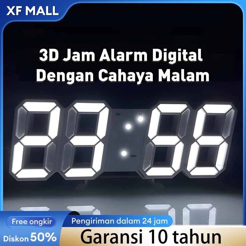 Jual Jam Dinding Digital LED 3D Modern Dilengkapi Alarm Tanggal dan ...