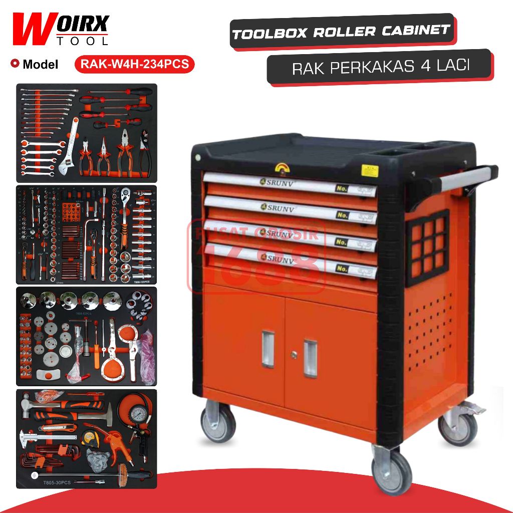 Jual Toolbox Trolly Kabinet 4 Drawer 234pcs Tool Box Roller | Shopee Indonesia