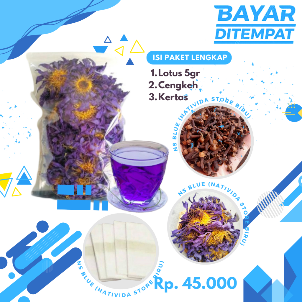Jual PAKET BUNGA LOTUS KERING / TEH BUNGA LOTUS BIRU / DRIED BLUE LOTUS ...