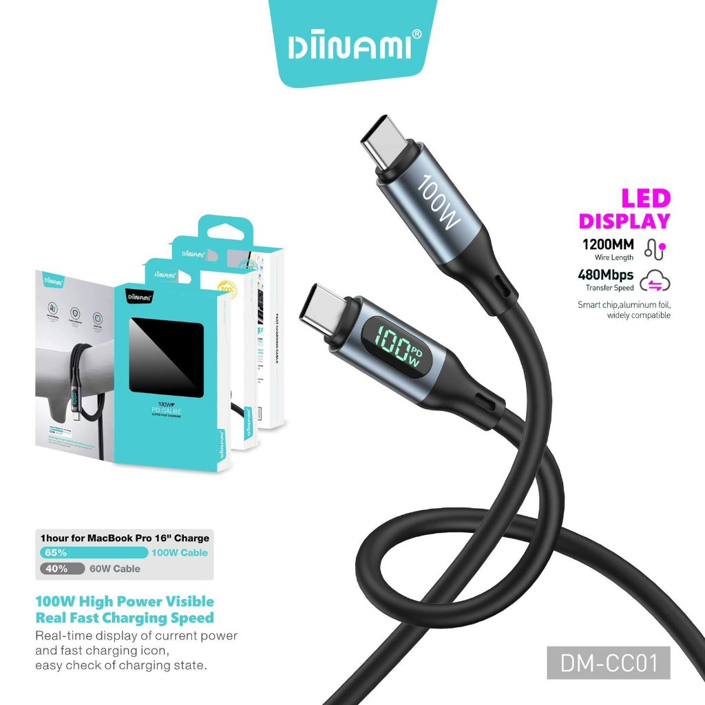 Jual cable Kabel Data HP dan Laptop 100W Type C to Type C with LED ...