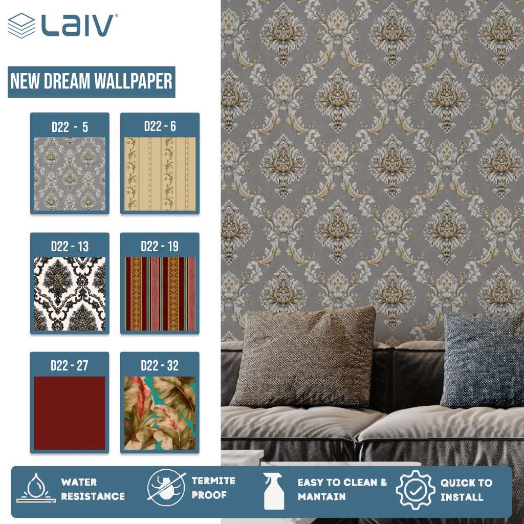 Jual LAIV Wallpaper Dinding Vinyl New Dream Series Wallpaper Motif Batik Klasik Bunga Daun ...