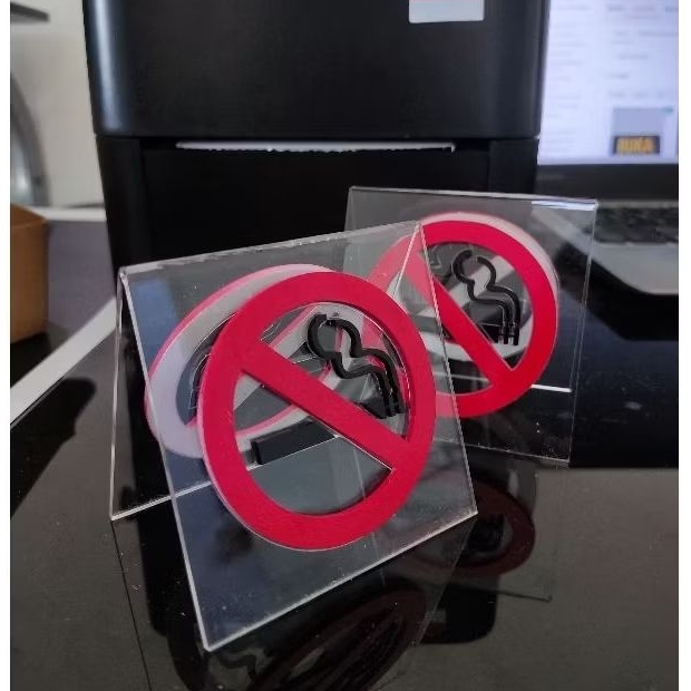 Jual Sign Dilarang Merokok model tekuk di meja / Papan tanda No Smoking ...