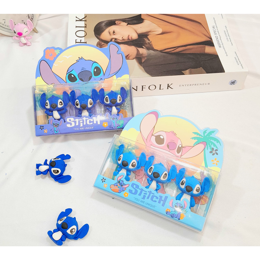 Jual Penghapus Stitch Box Mewah 1 Set isi 4 PCS Super Cute Lucu ...