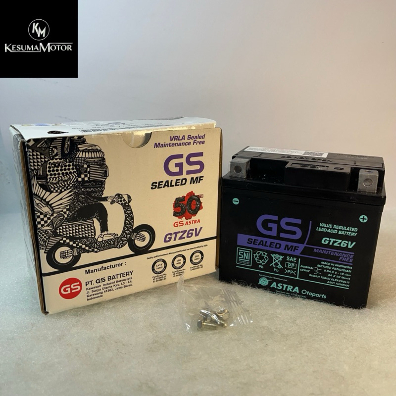 Jual AKI GS MF GTZ6V 12V 5A KERING ORIGINAL GS ASTRA (KEMASAN BARU ...