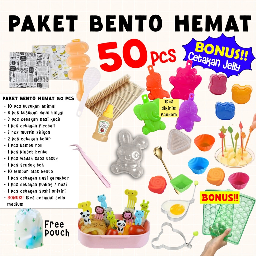 Jual 1 paket bento hema lengkap Tusukan Bento Bekal Anak Riceball Botol ...