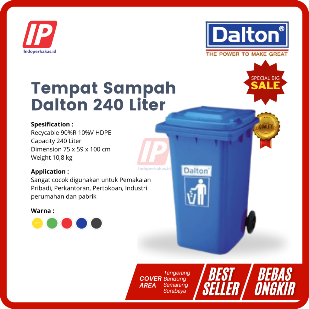 Jual Tempat Sampah Plastik HDPE Dalton 240 Liter Roda | Shopee Indonesia