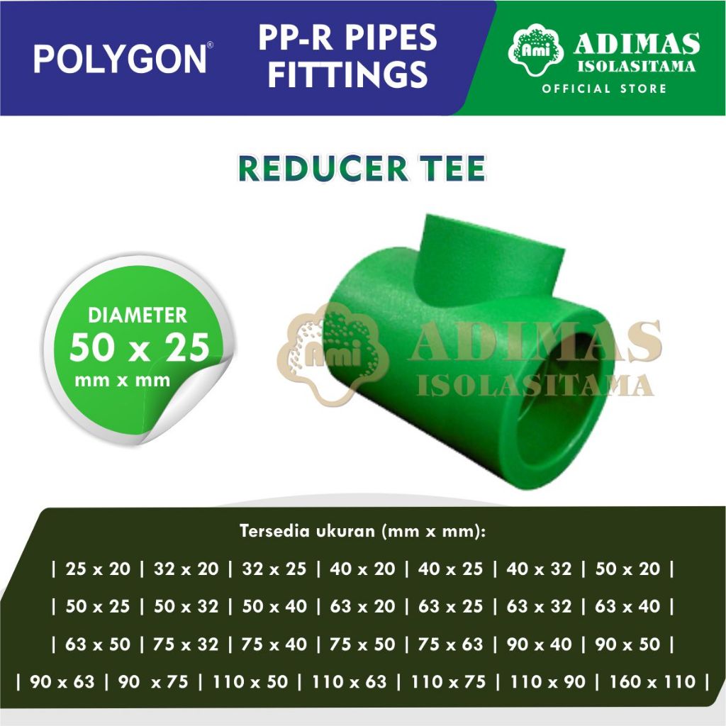 Jual Fitting PPR Polygon Reducer Tee Diameter 50 mm x 25 mm Sambungan ...