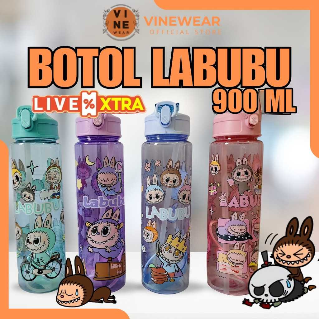 Jual Botol Minum Anak Karakter Labubu 900 ML Free Sedotan | Shopee Indonesia