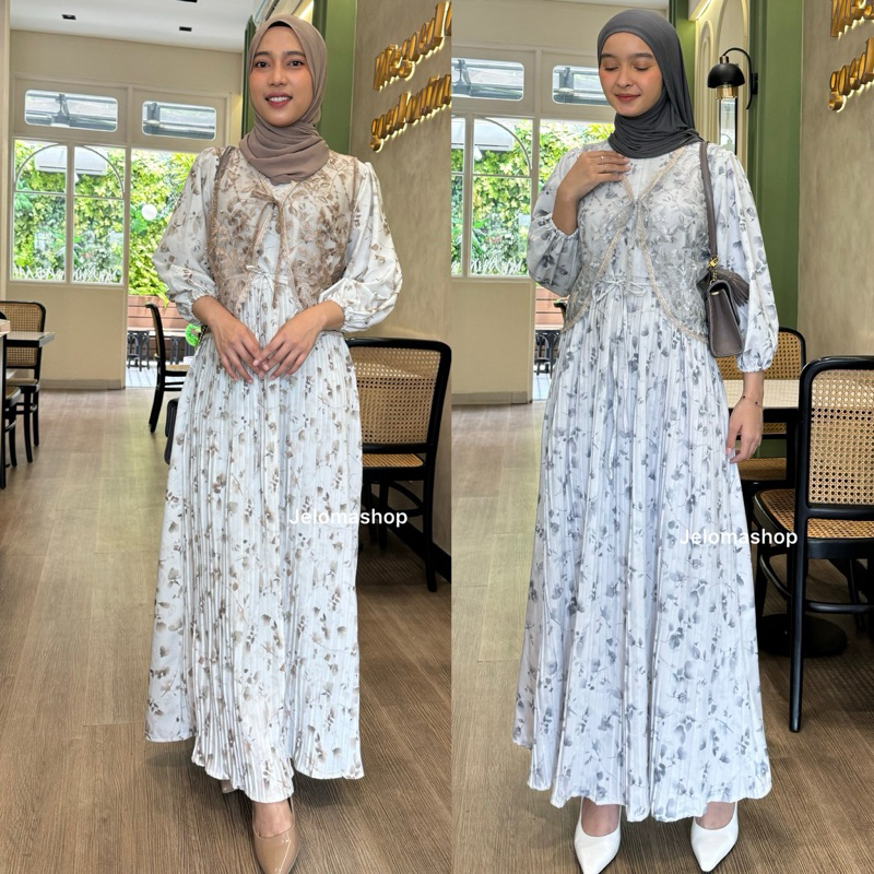 Jual Halimah gamis set rompi sleting depan busui friendly belakang ...