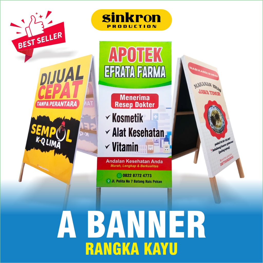 Jual STAND BANNER 2 SISI /SPANDUK RANGKA KAYU 2 SISI /SPANDUK JUALAN ...