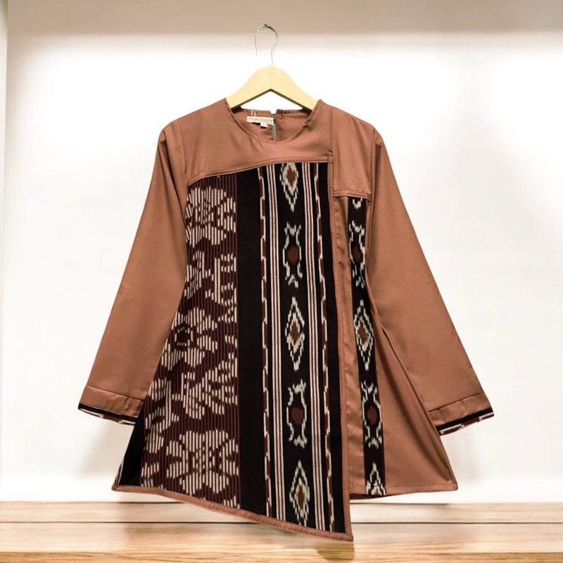 Jual blus couple kombinasi tenun (B30) Hanna | Shopee Indonesia